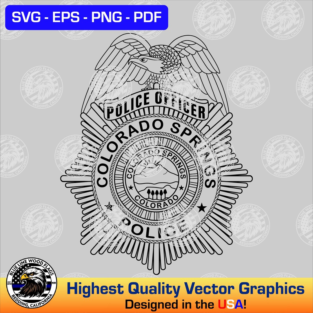 Colorado Springs Police Officer Badge SVG Vector File for Laser, CNC ...