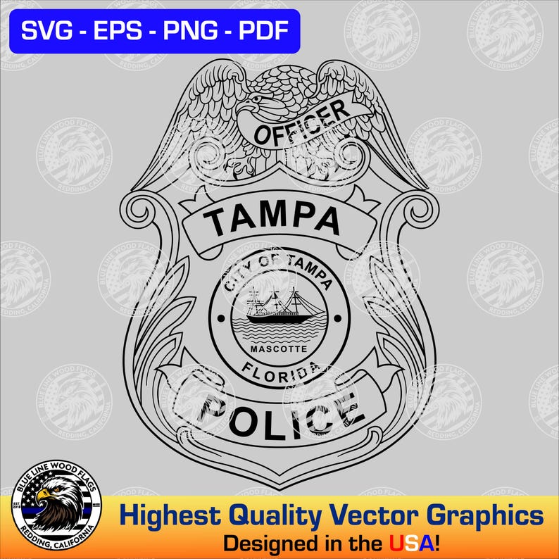Tampa Florida Police Officer Badge SVG Vector File - Etsy