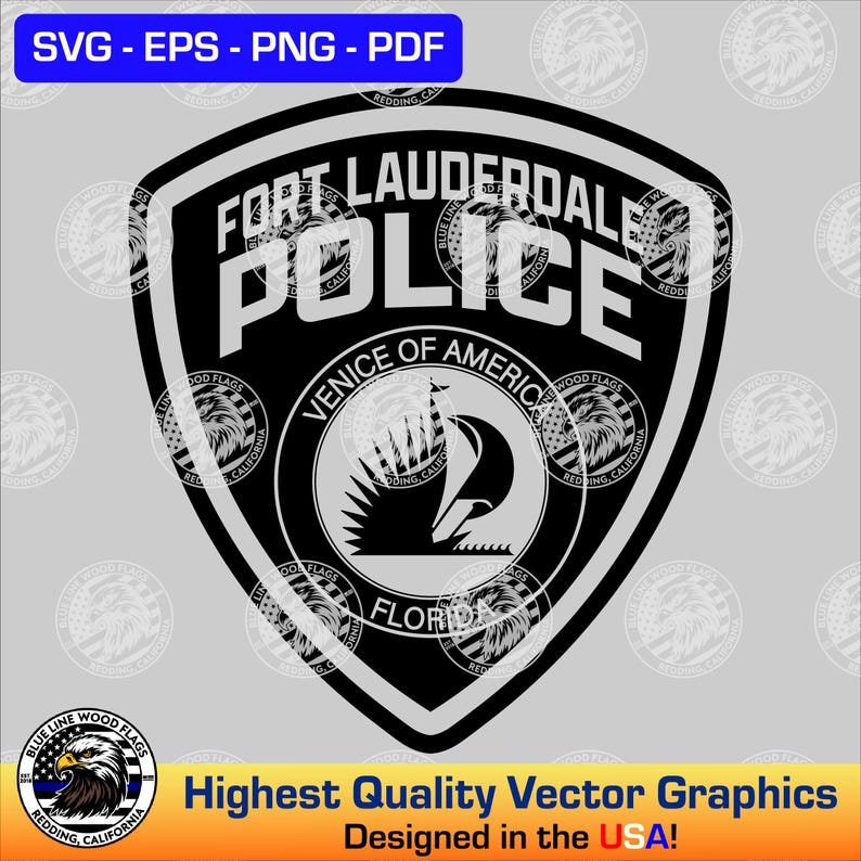 Fort Lauderdale Florida Police Patch SVG Vector File for Laser, CNC ...