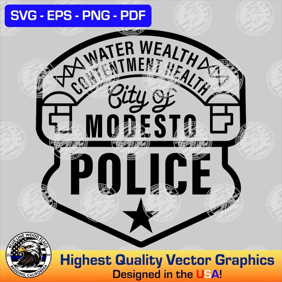Modesto California Police Patch SVG Vector File for Laser, CNC, Vinyl ...