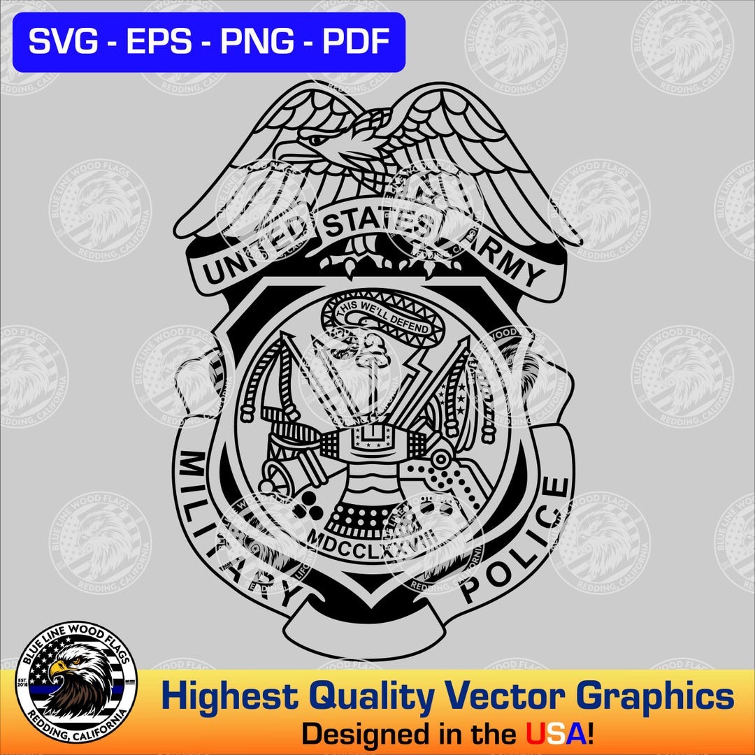 U.S. Army Military Police Badge SVG Vector File for Laser, CNC, Vinyl ...