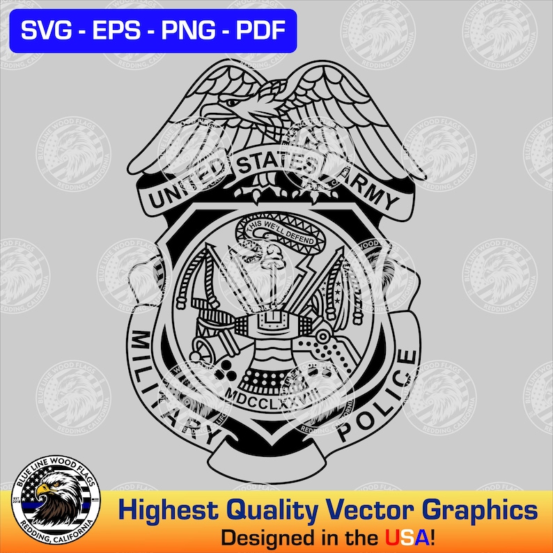 U.S. Army Military Police Badge SVG Vector File for Laser, CNC, Vinyl ...