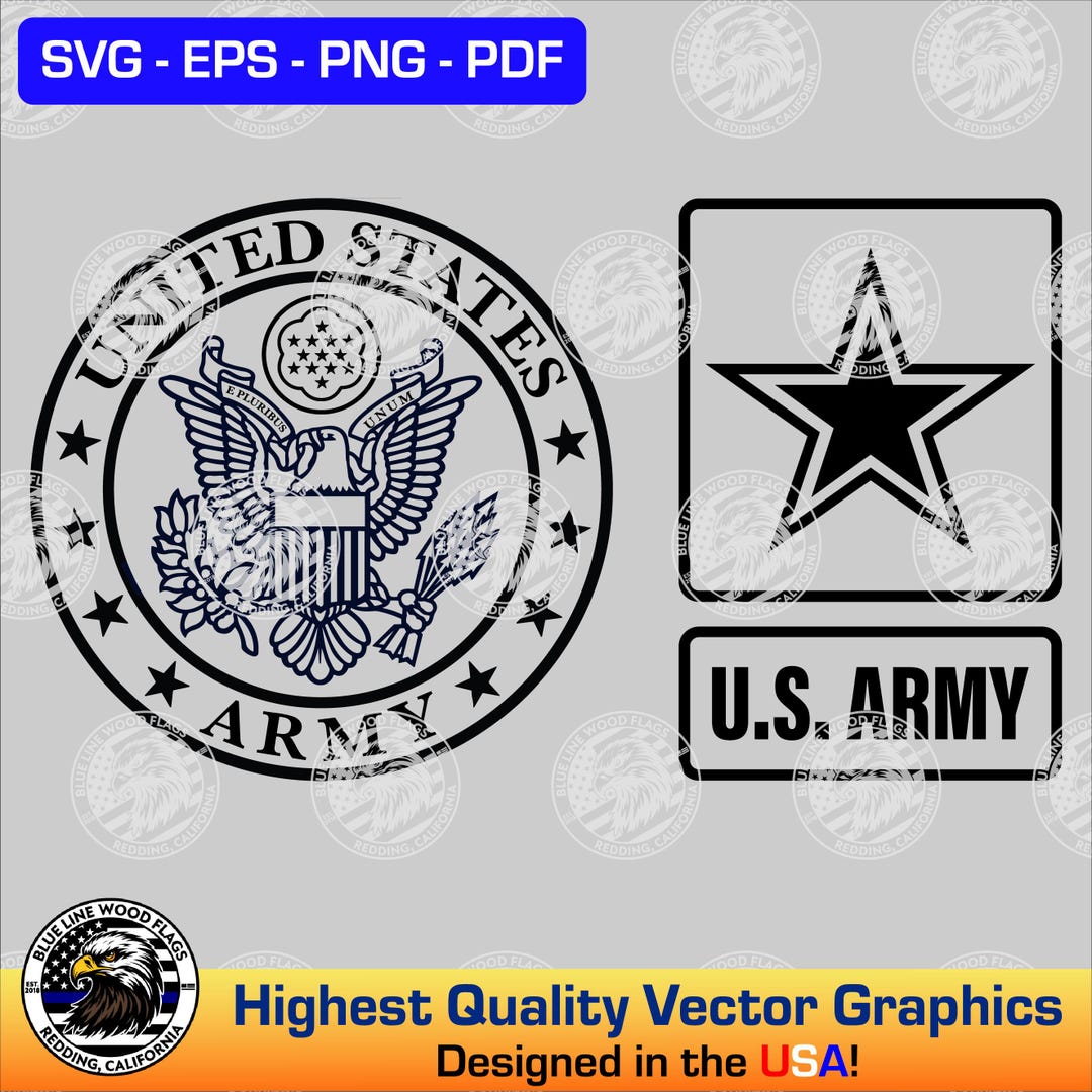 US Army Logo Bundle SVG Vector Files for Laser, CNC, Vinyl Cutters, Etc ...
