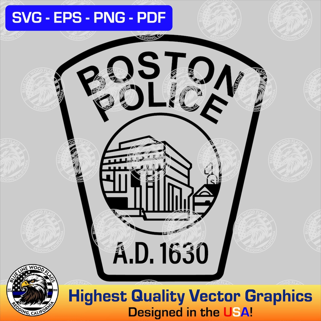 Boston, Massachusetts Police Patch SVG Vector File for Laser, CNC ...