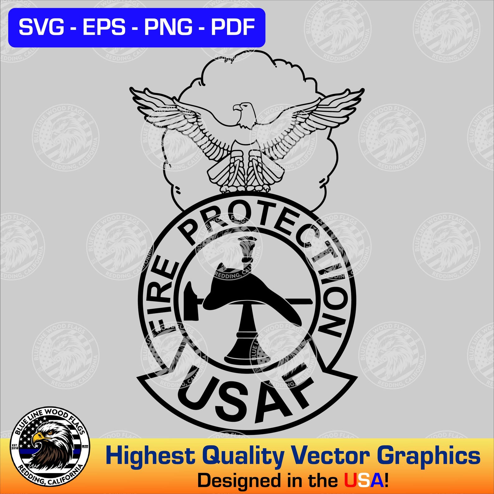 USAF Fire Protection Firefighter Badge SVG Vector File for Laser, CNC ...