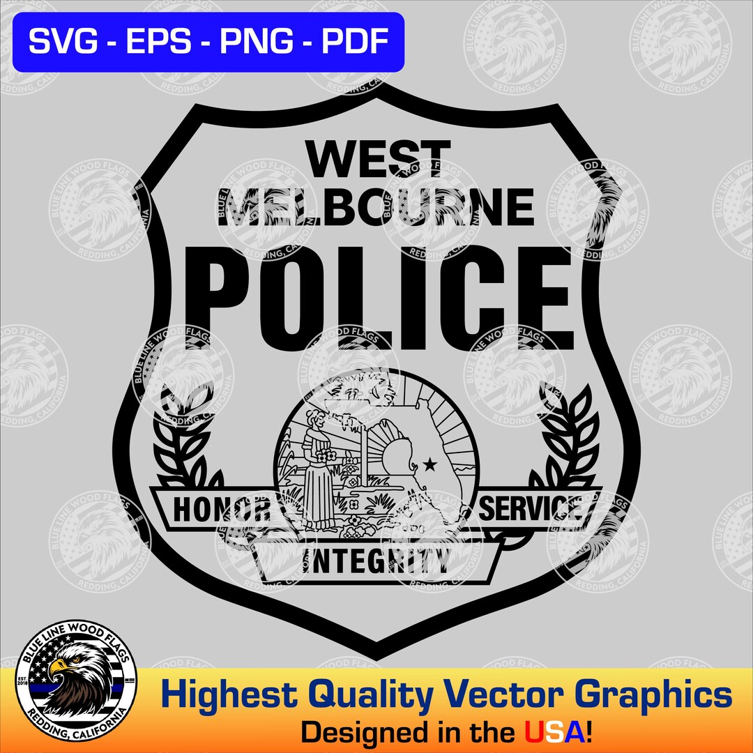 West Melbourne Florida Police Patch SVG Vector File for Laser, CNC ...