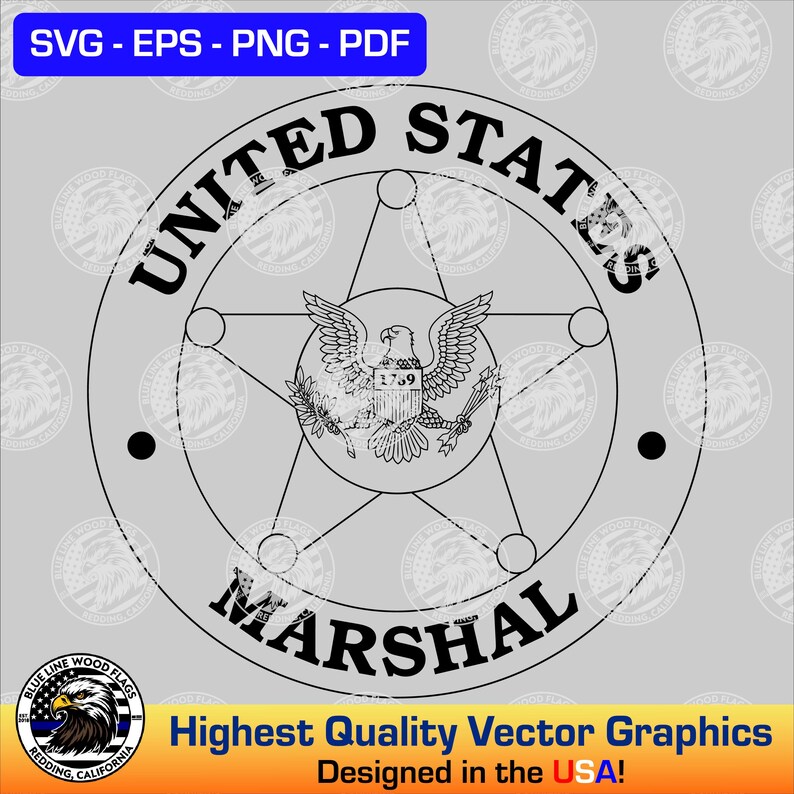 U.S. Marshal Badge SVG Vector File - Etsy