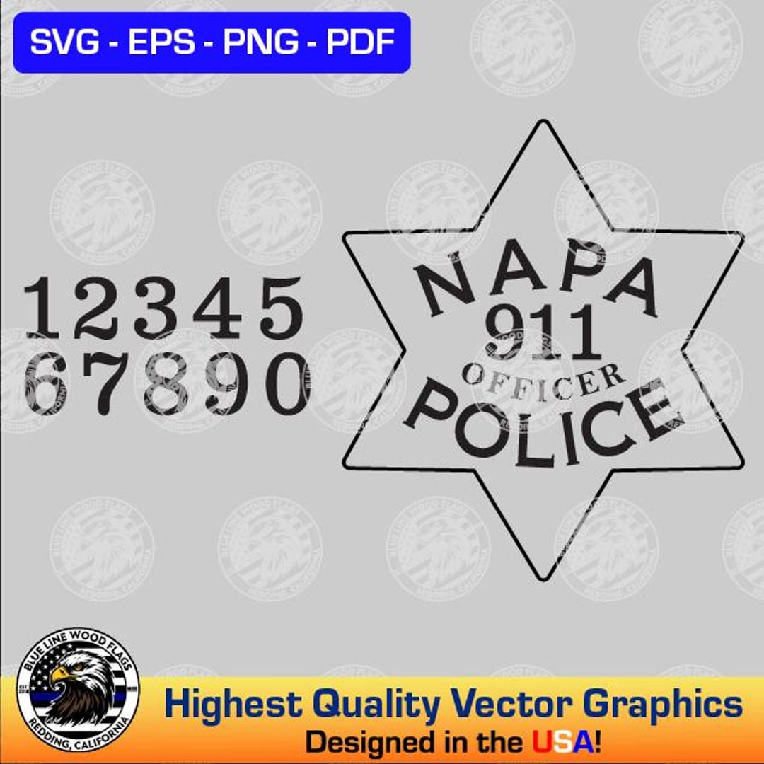 Napa, California Police Officer Badge SVG Vector File for Laser, CNC ...
