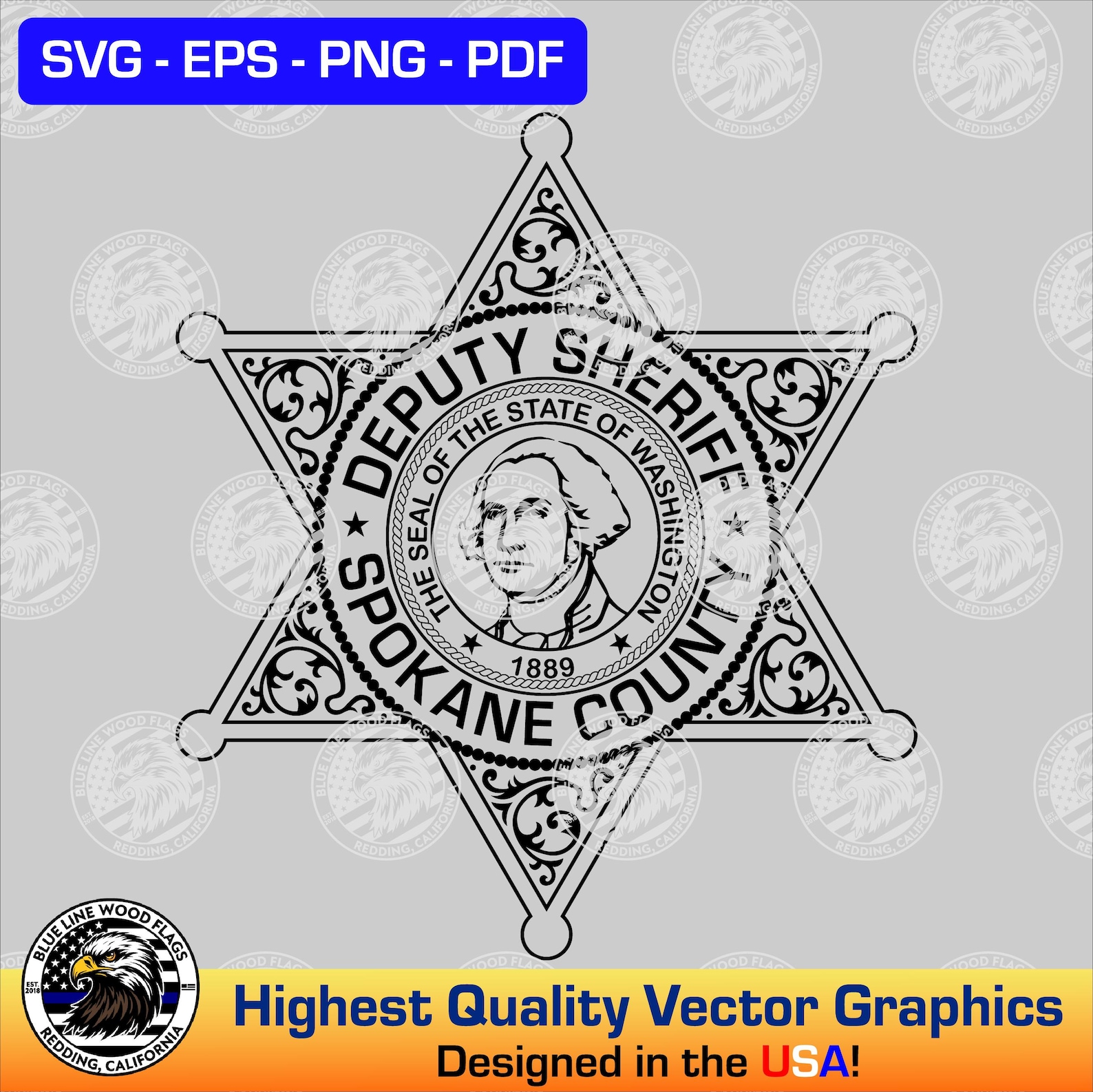 Spokane County Washington Deputy Sheriff Badge SVG Vector File for ...