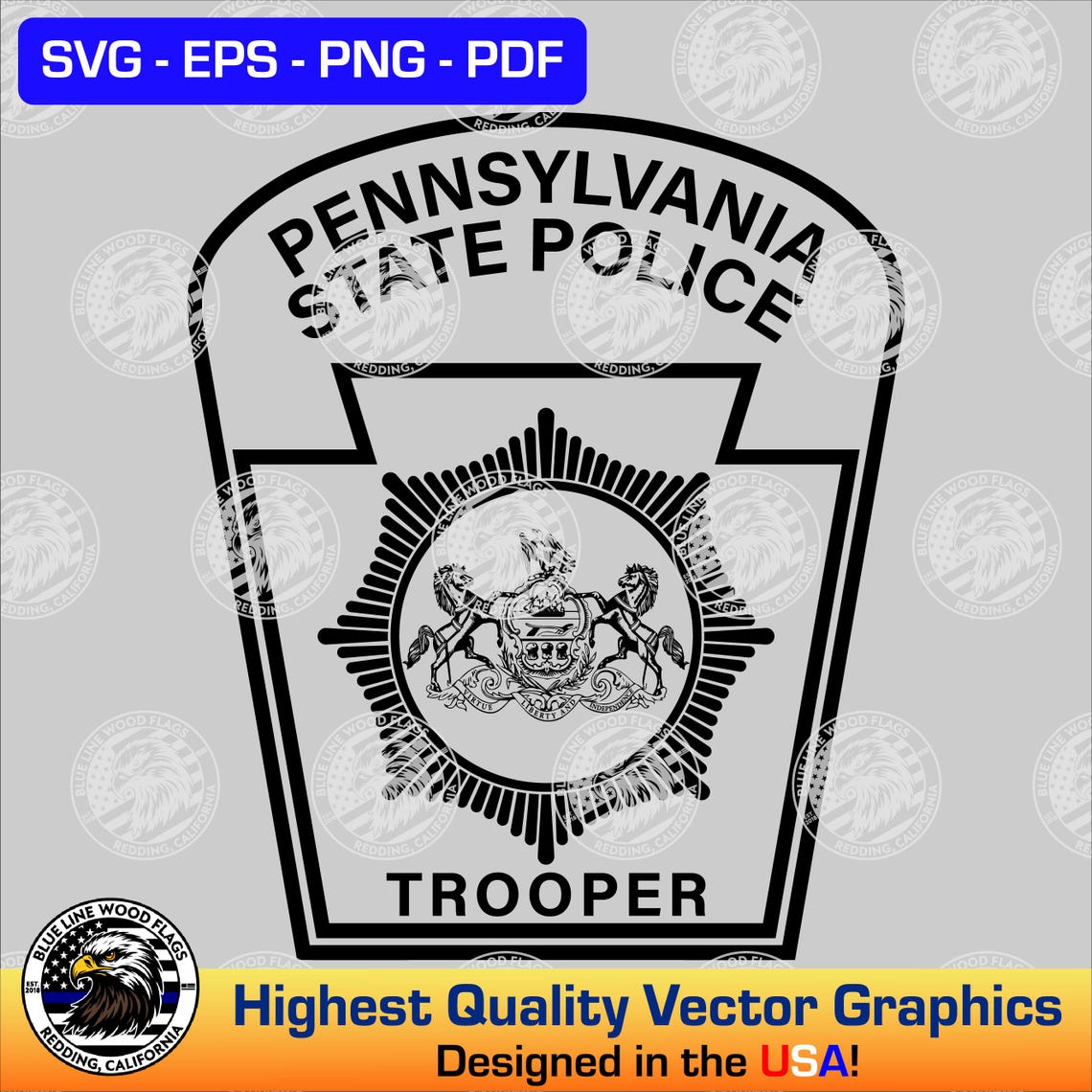 Pennsylvania State Police Patch SVG Vector File for Laser, CNC, Vinyl ...