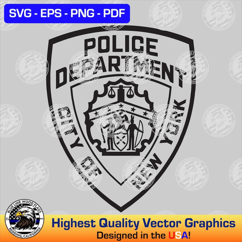 New York Police Department NYPD Patch SVG Vector File - Etsy
