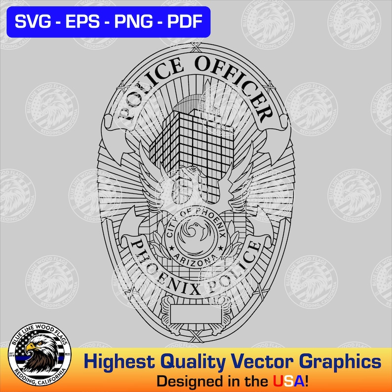 Phoenix, Arizona Police Officer Badge SVG Vector File - Etsy