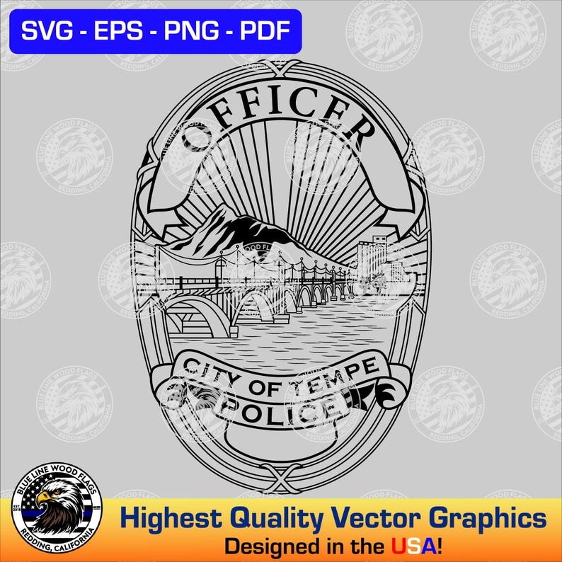 Tempe Arizona Police Officer Badge SVG Vector File - Etsy