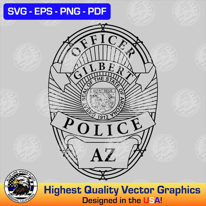 Gilbert Arizona Police Officer Badge SVG Vector File - Etsy
