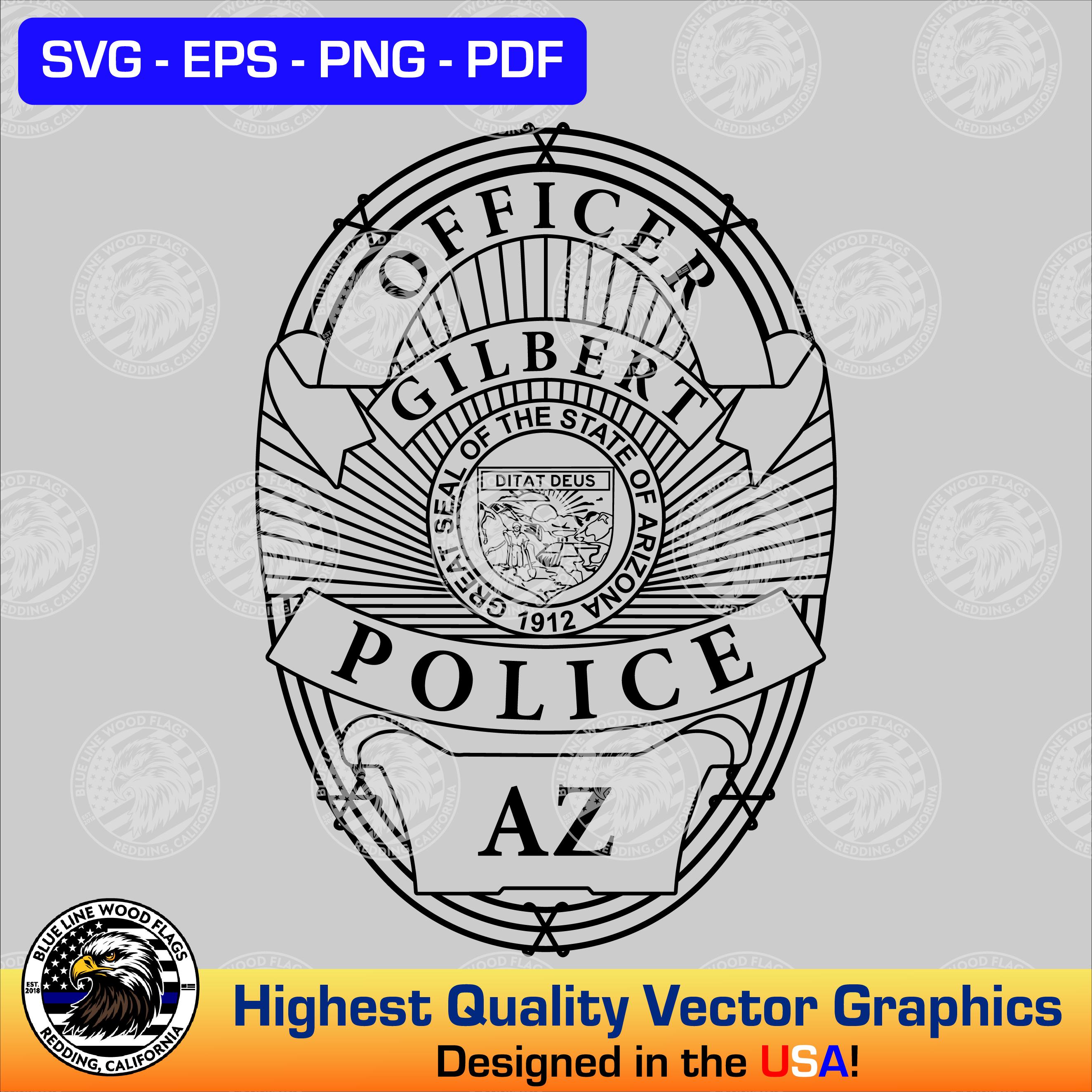 Gilbert Arizona Police Officer Badge SVG Vector File - Etsy