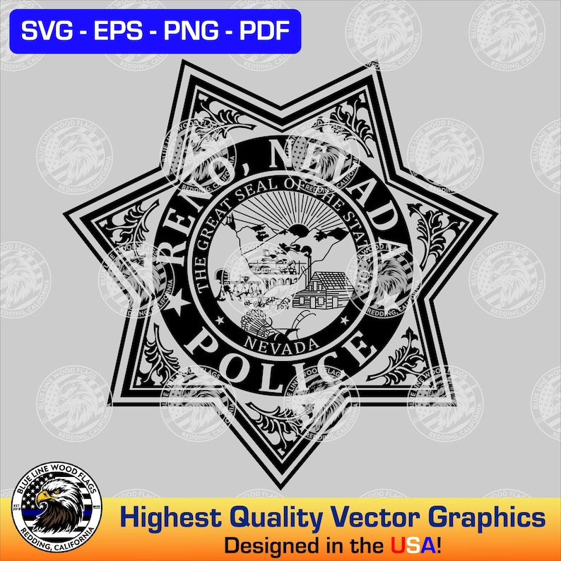 Reno Nevada Police Officer Badge SVG Vector File - Etsy