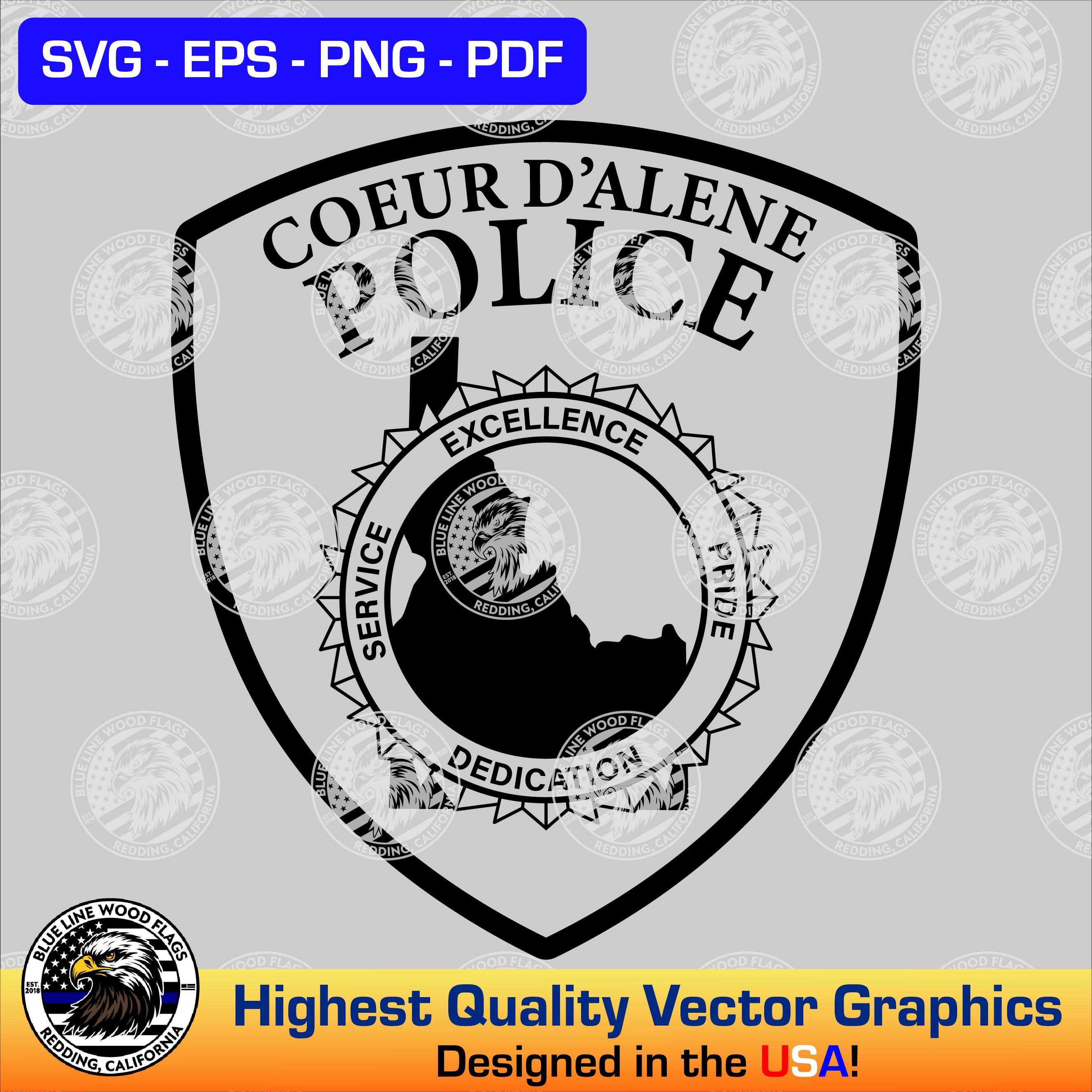 Coeur D'alene Idaho Police Patch SVG Vector File for Laser, CNC, Vinyl ...