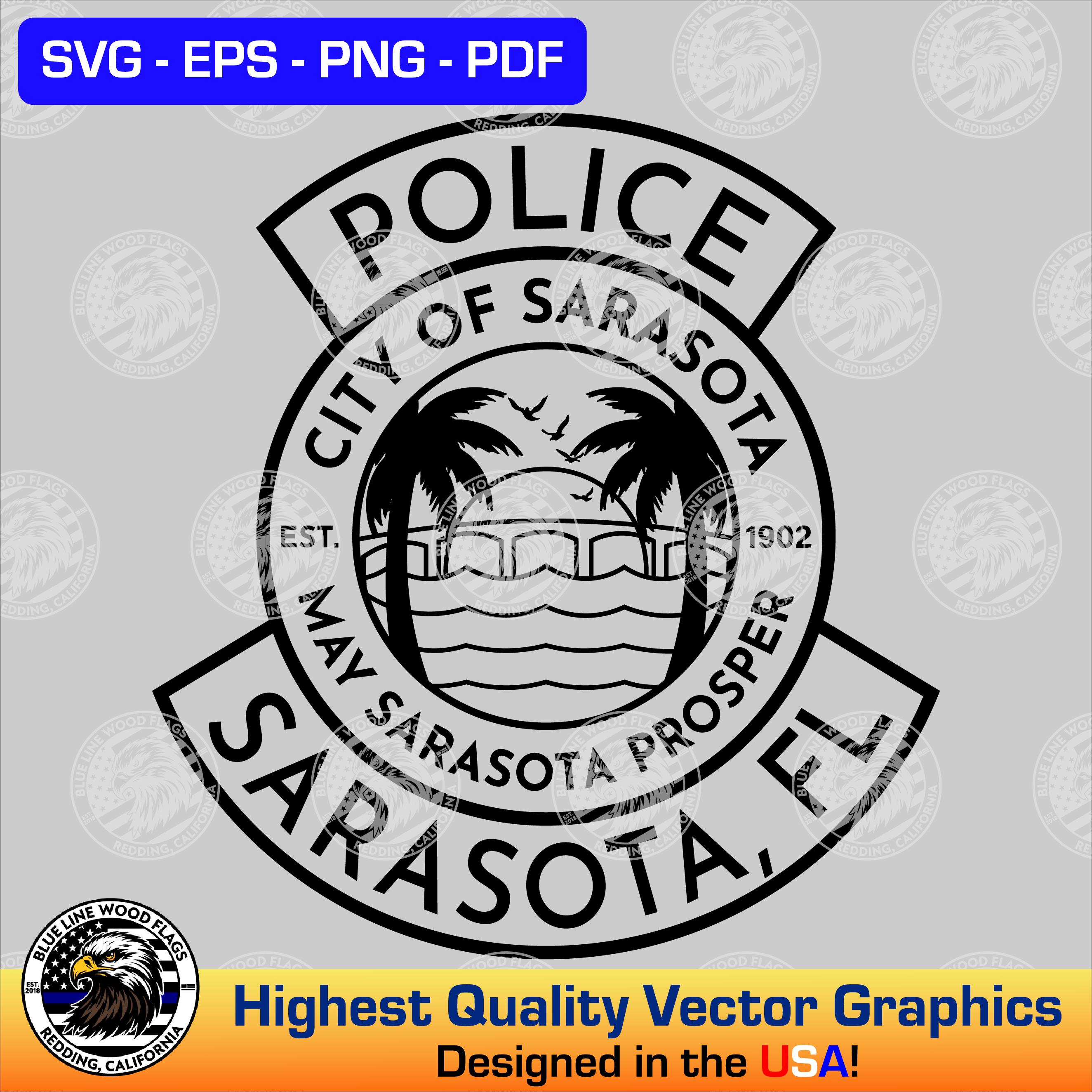 Sarasota, Florida Police Patch SVG Vector File for Laser, CNC, Vinyl ...
