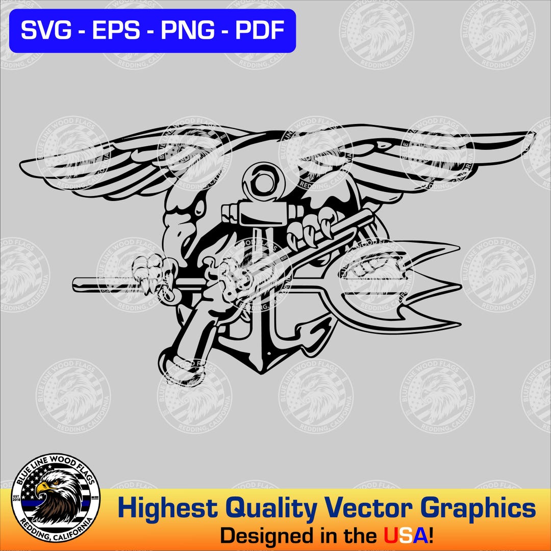 US Navy Seal Trident Insignia SVG Vector File - Etsy