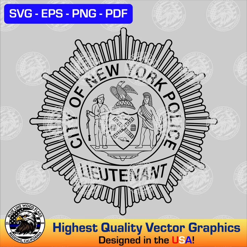 New York Police Department NYPD Lieutenant Badge SVG Vector File for ...