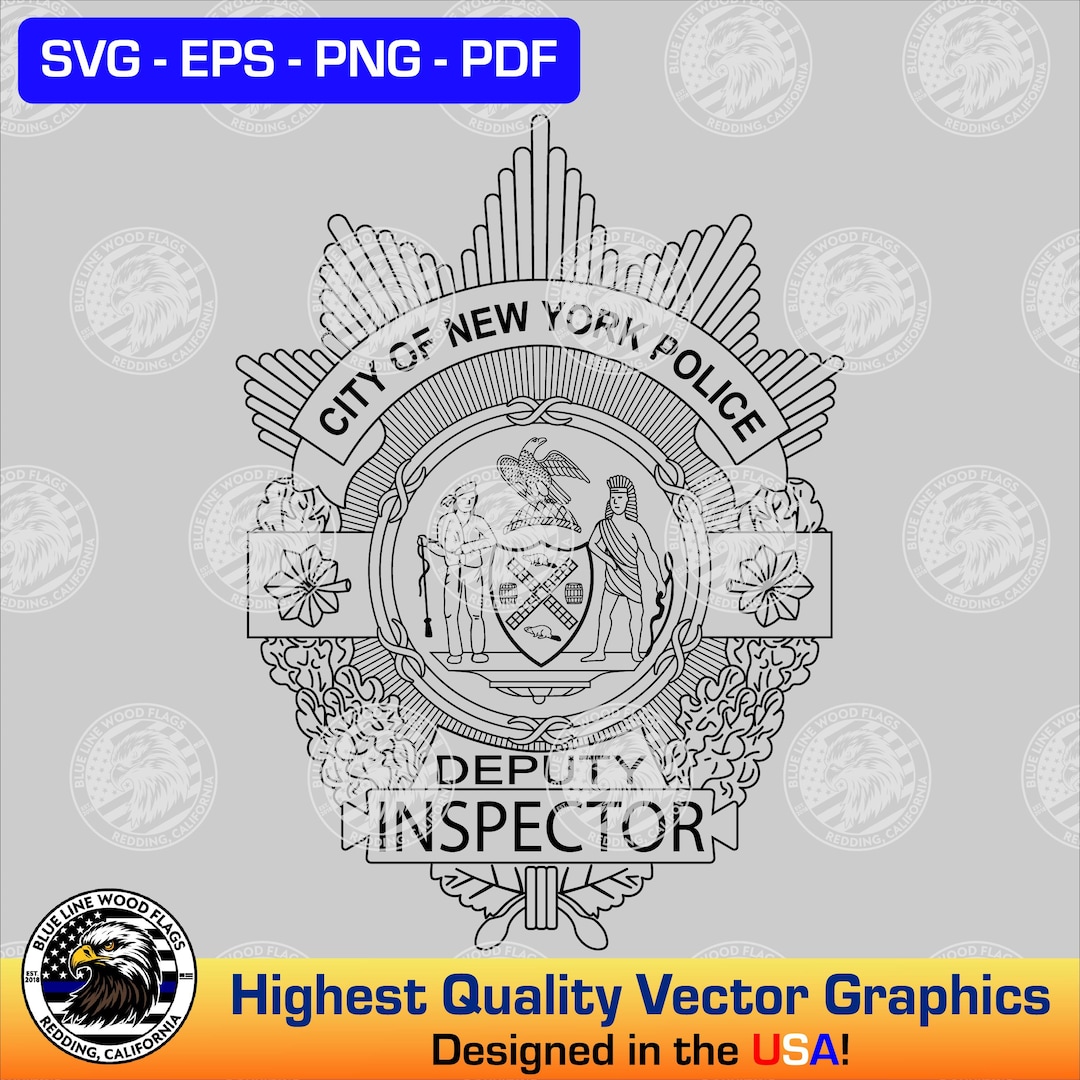 New York Police Department NYPD Deputy Inspector Badge SVG Vector File ...