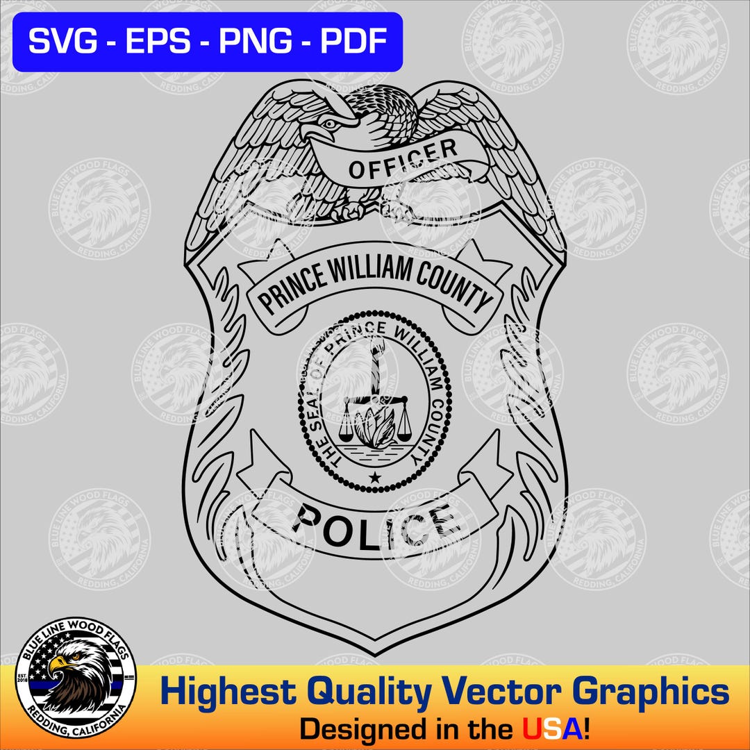 Prince William County Virginia Police Officer Badge SVG Vector File - Etsy