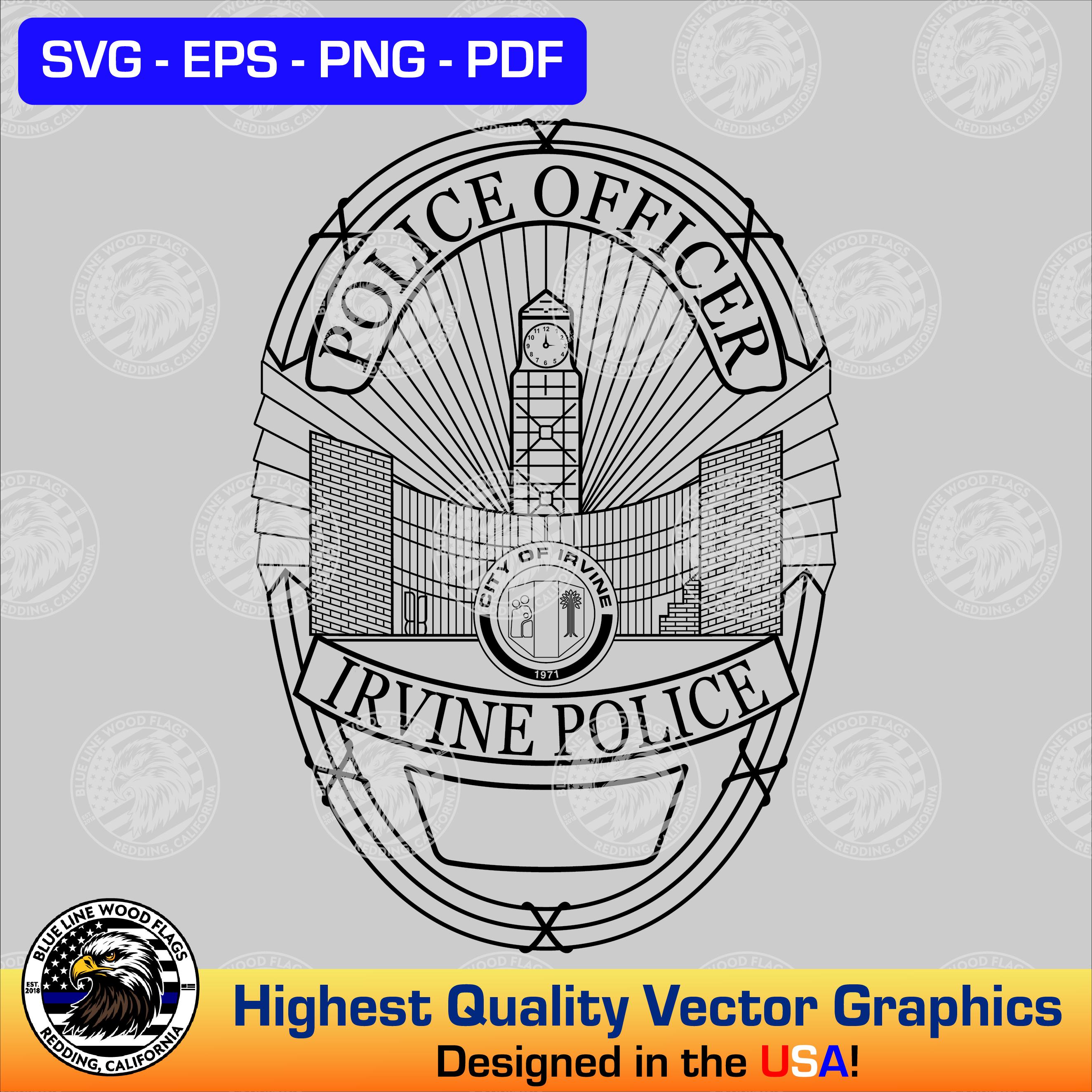 Irvine California Police Officer Badge SVG Vector File - Etsy