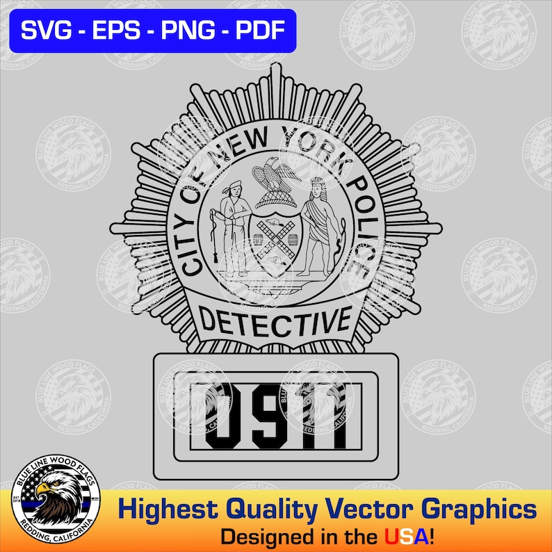 New York Police Department NYPD Detective Badge SVG Vector File - Etsy