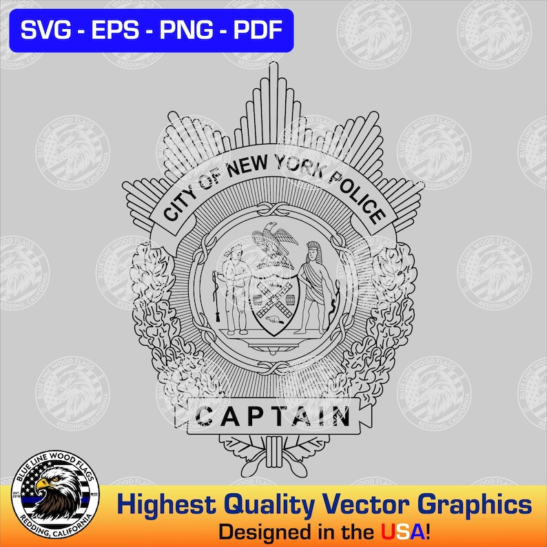 New York Police Department NYPD Captain Badge SVG Vector File - Etsy