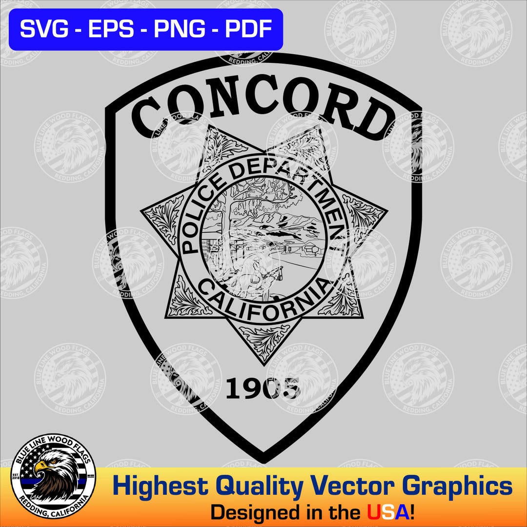 Concord, California Police Patch SVG Vector File for Laser, CNC, Vinyl ...