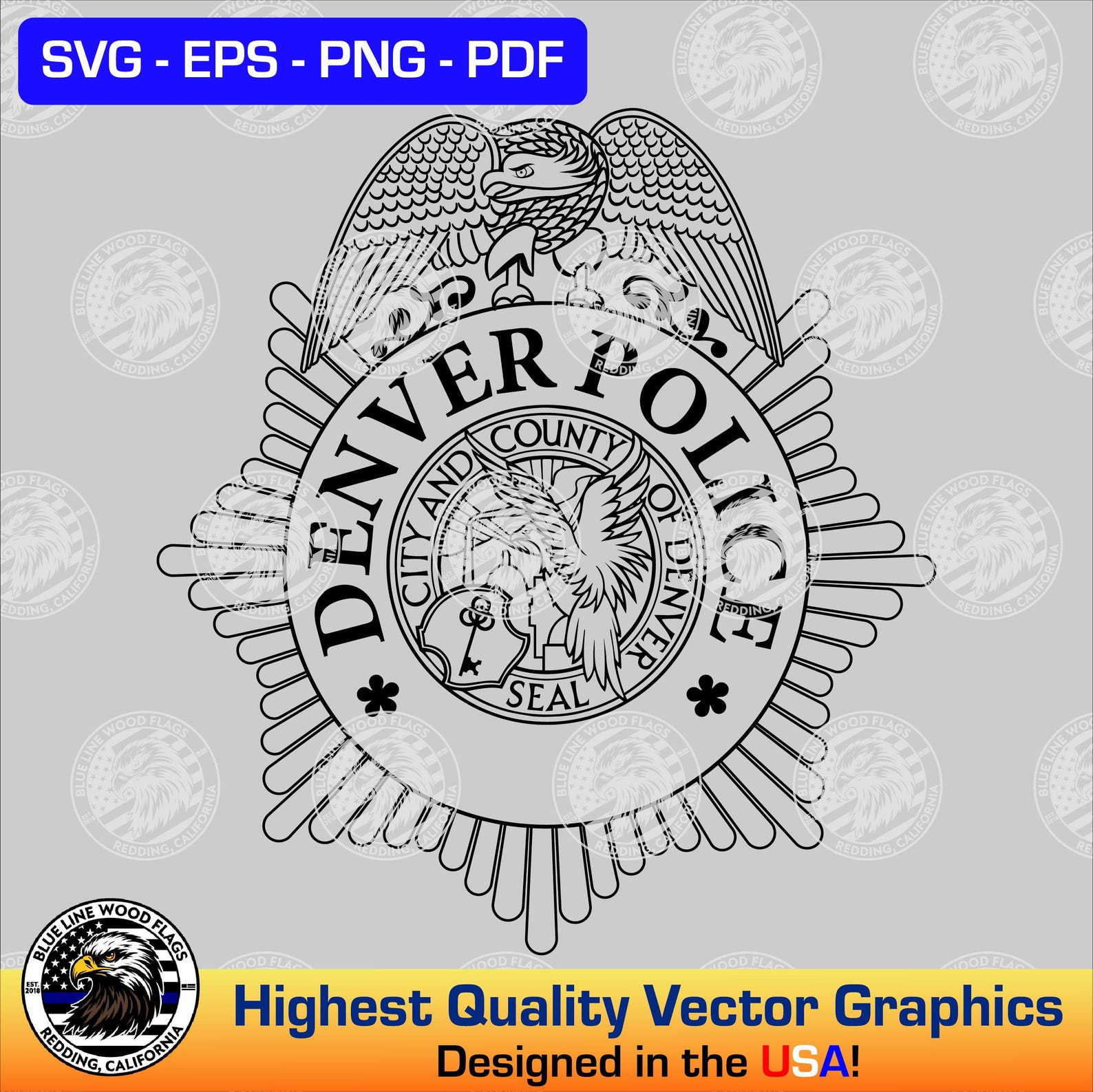 Denver Colorado Police Officer Badge SVG Vector File - Etsy