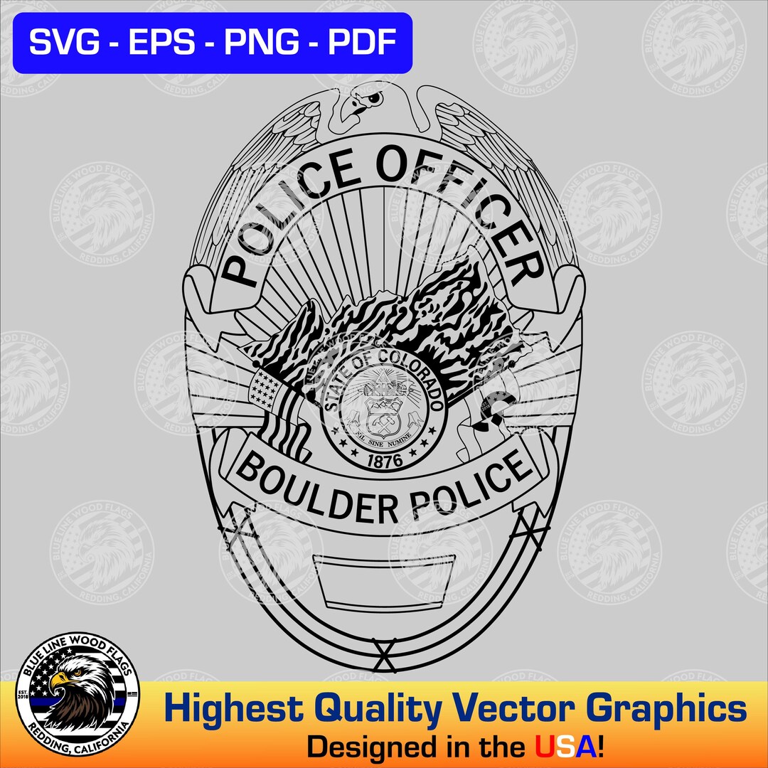 Boulder, Colorado Police Officer Badge SVG Vector File for Laser, CNC ...