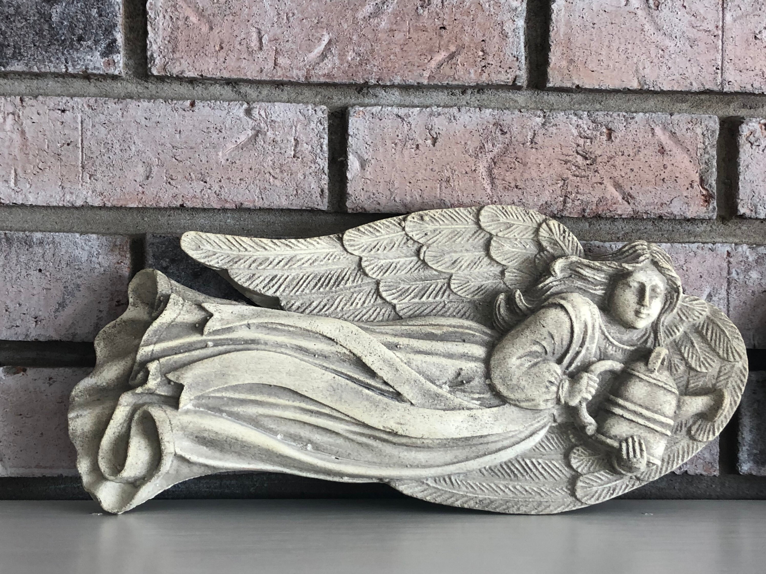 Garden Cement Sculpture Angel Wall Hangings. Set of Two Vintage Angel Wall Art. - Etsy