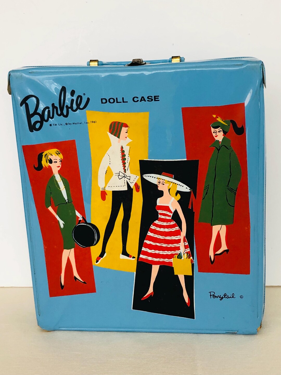 Original Ponytail Barbie Doll Carrying Case; Vintage Blue Mattel Doll ...