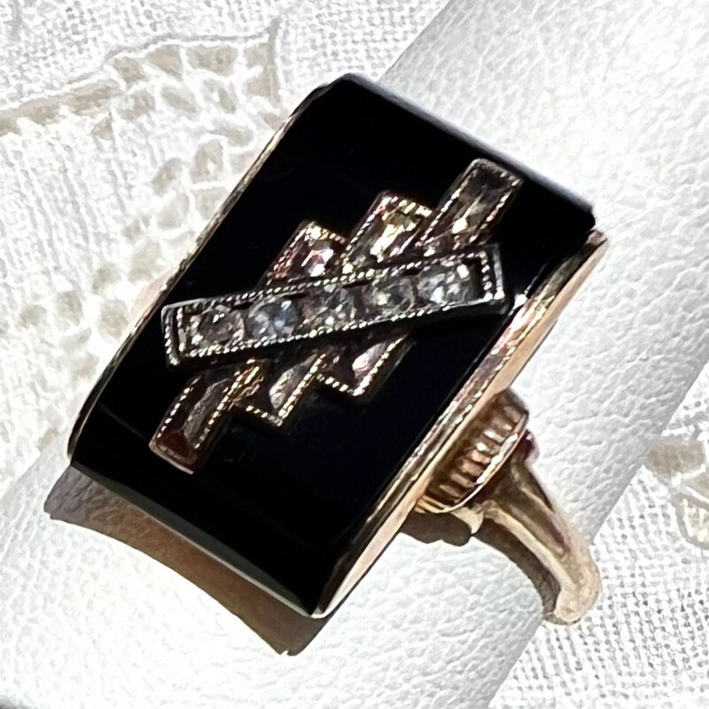 Art Deco Onyx Ring - Etsy