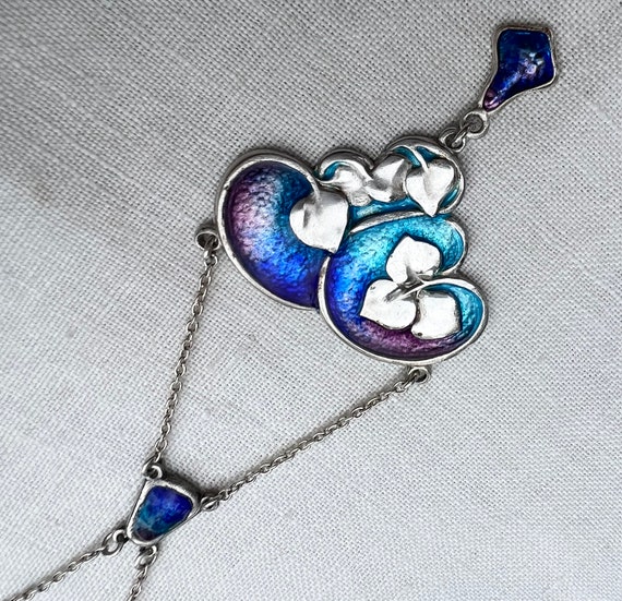 Antique 1908 Art Nouveau CHARLES HORNER Enamel Sterli… - Gem