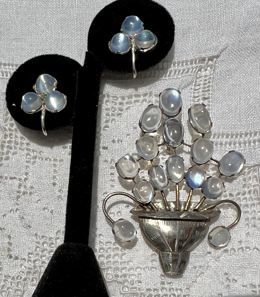 Antique Edwardian MOONSTONE Flowers Sterling Silver Vase - Etsy