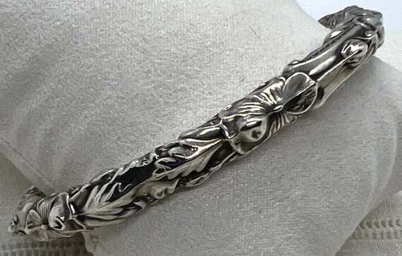 Antique Victorian Art Nouveau PANSY Repousse Sterling… - Gem Antique Victorian Art Nouveau PANSY Repousse Sterling… - Gem