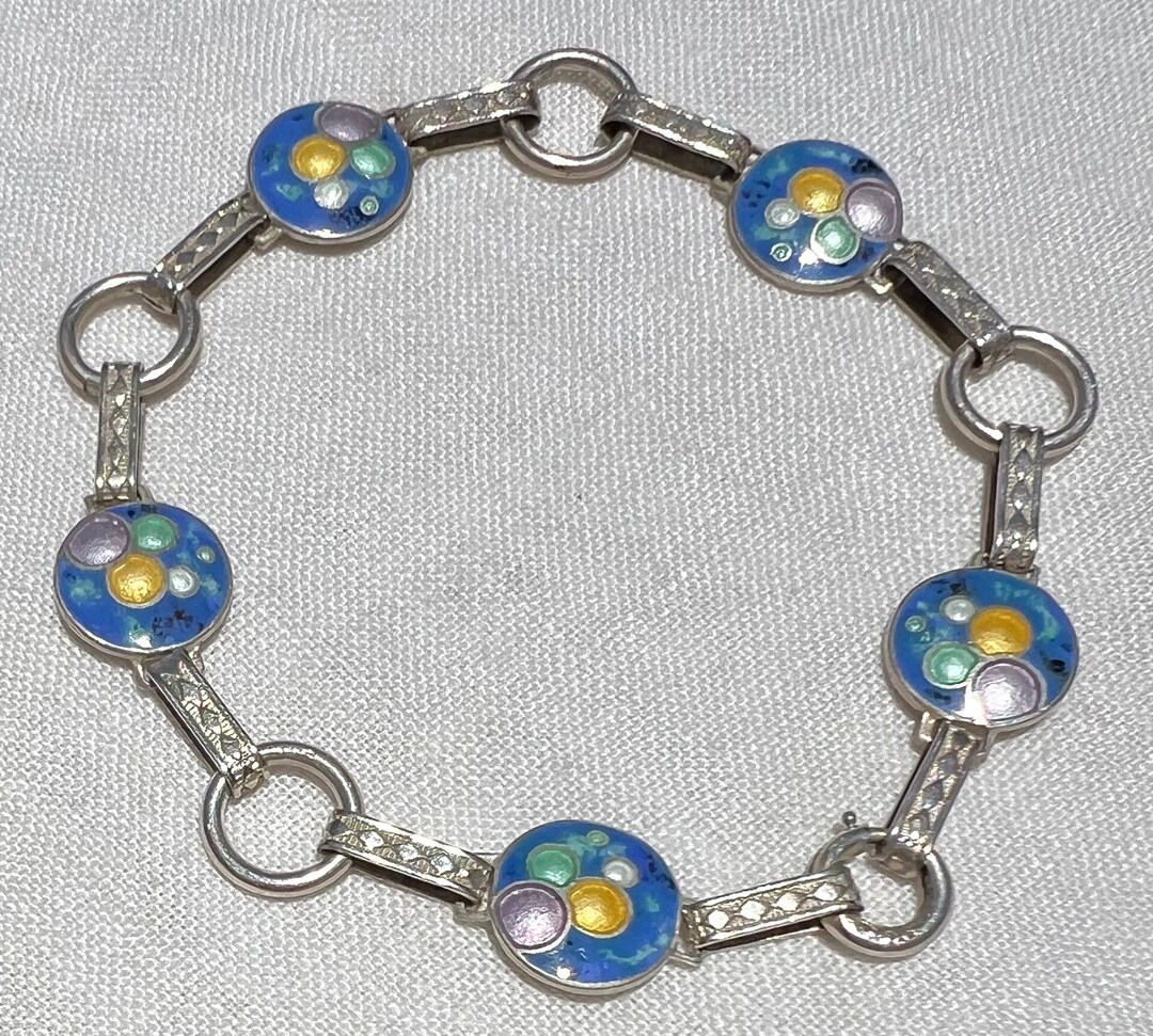 Vintage C 1930 Art Deco Sterling Silver Enamel BUBBLE Bracelet - Etsy