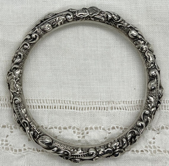 Antique Victorian Art Nouveau PANSY Repousse Sterling… - Gem Antique Victorian Art Nouveau PANSY Repousse Sterling… - Gem