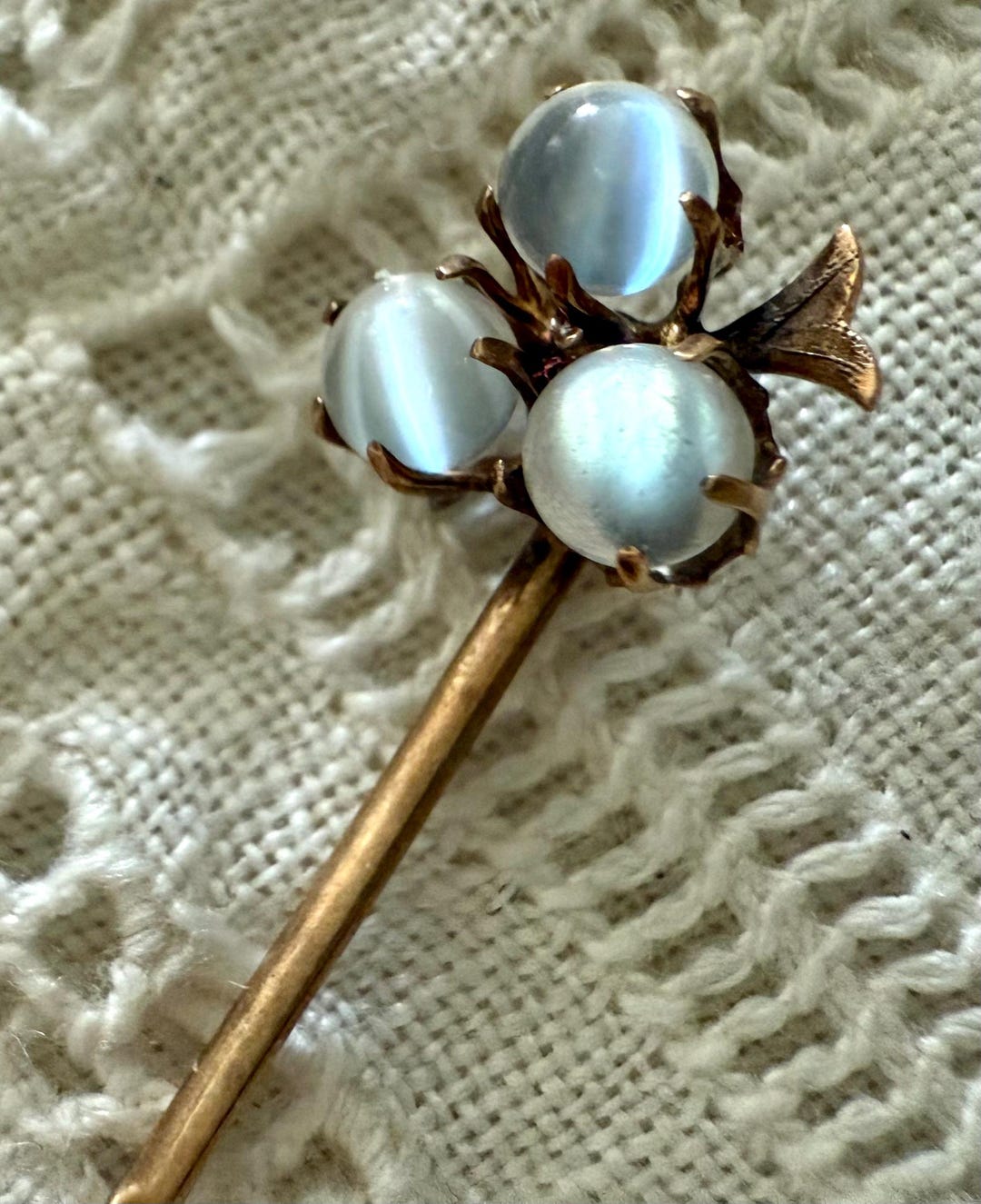 Antique Victorian 10K Gold MOONSTONE ORB Shamrock Stick Pin - Etsy