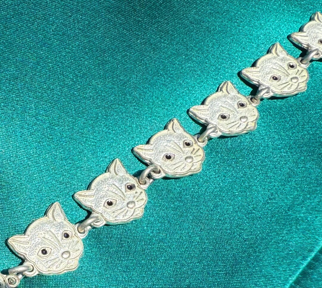Vintage Danish Enameled CATS Guilloche Sterling Silver Bracelet ~ MEKA ...