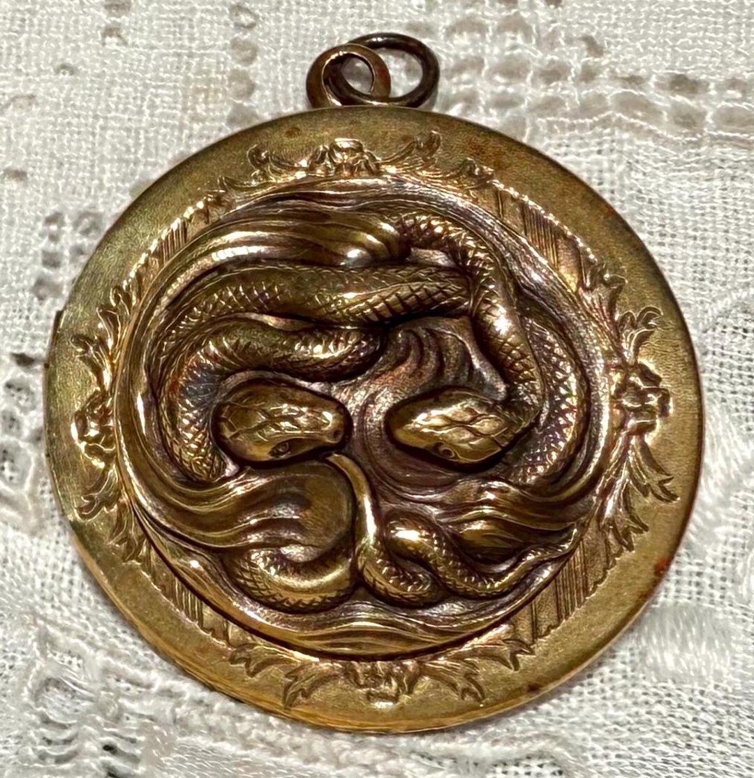 Antique Edwardian Entwined SNAKES Locket Pendant - Etsy