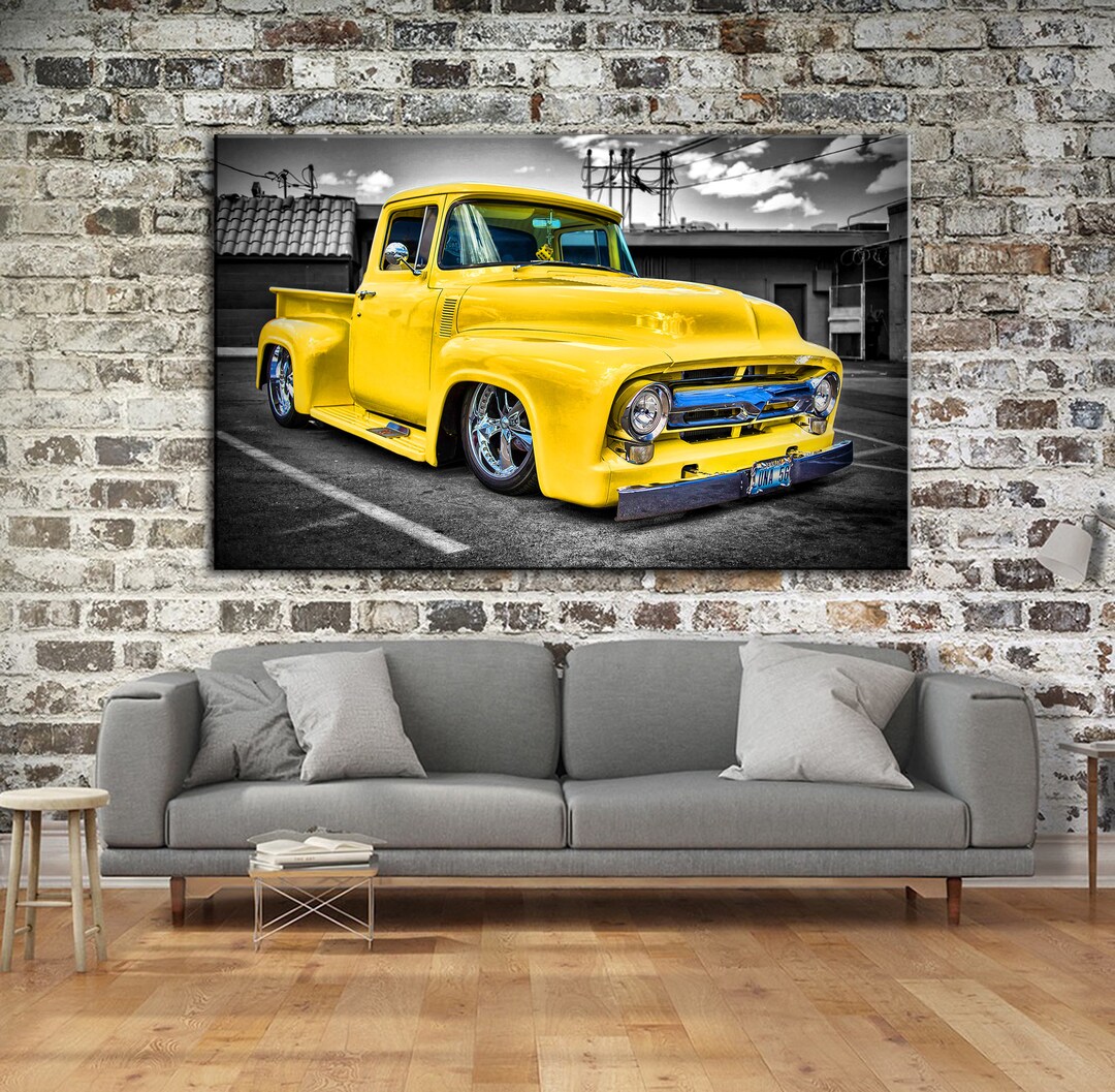 Ford Pick-up/ Ford Print/ Poster Ford/Yellow Fod/ Ford Pick-up Leinwand ...