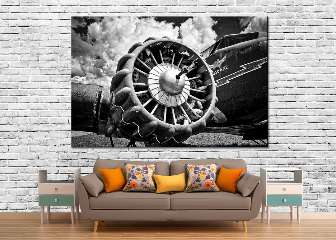 Airplane Propeller Aircraft Wall Art Decor Picture Painting Vintage ...