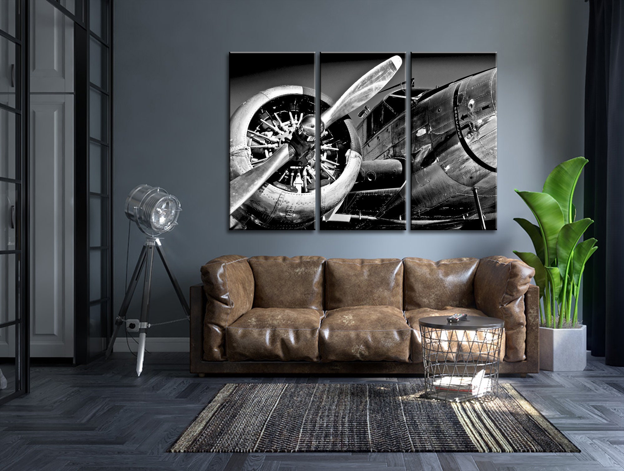Engine Propeller Airplane Aircraft Vintage Aviation Art Set Print ...