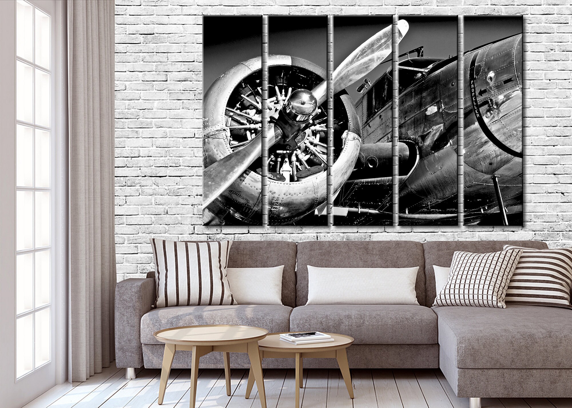 Engine Propeller Airplane Aircraft Vintage Aviation Art Set Print ...