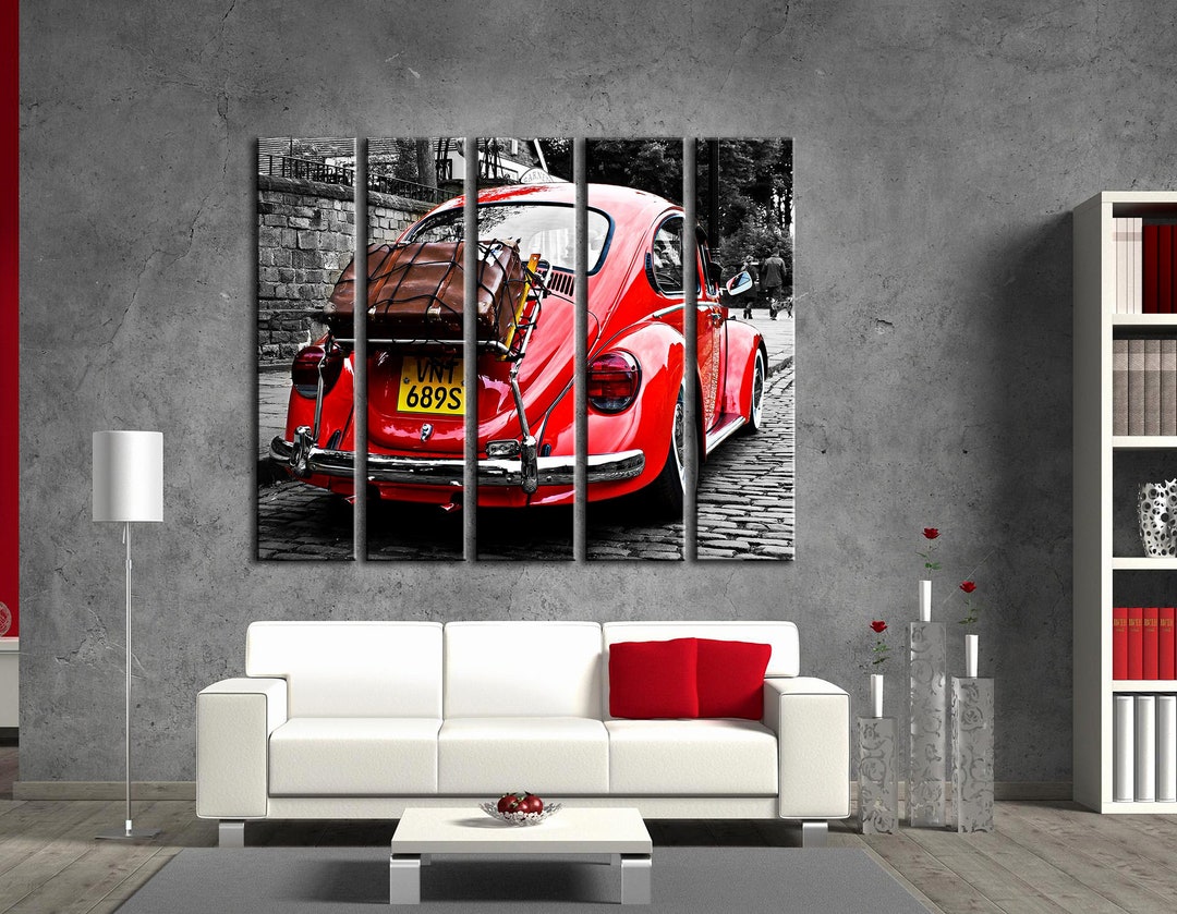 Red Car,vintage Car,retro Red Car,poster Red Car,classic Car Art,red ...