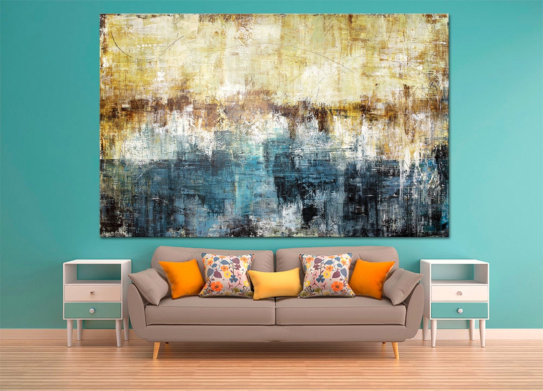 Navy Blue Wall Art ,abstract Canvas Print ,home Décor,large Wall Art ...