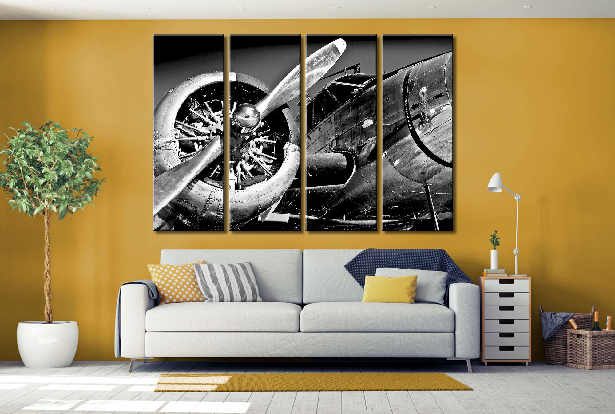 Engine Propeller Airplane Aircraft Vintage Aviation Art Set Print ...